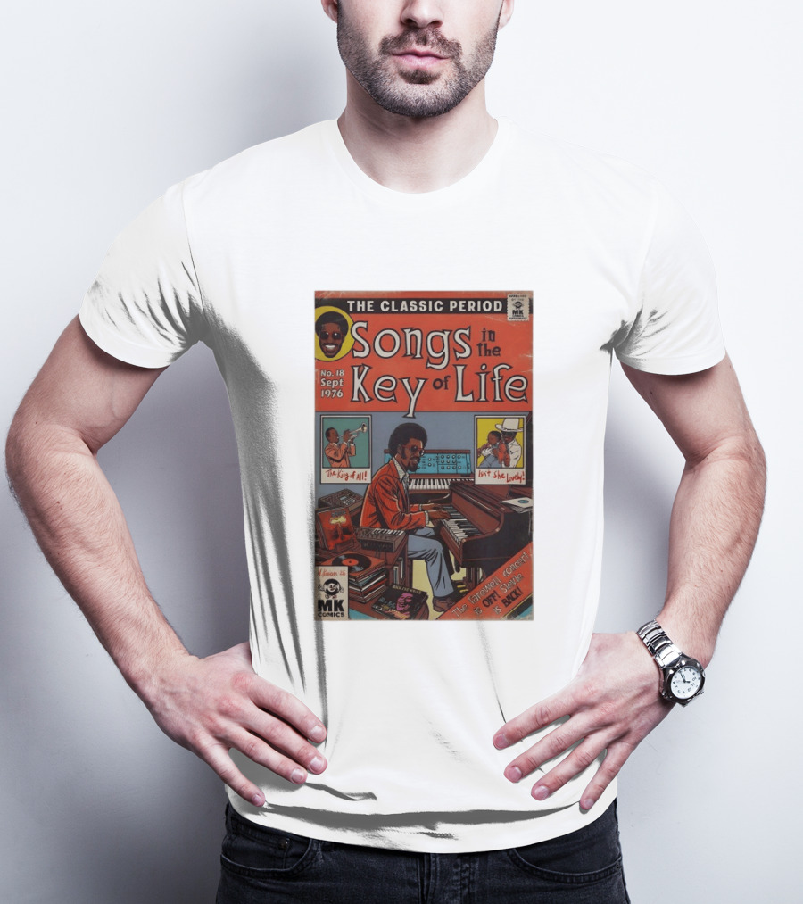 The Classic Period Songs In The Key Of Life Sept 1976 Comic Style Music Legend Iconography T-Shirt