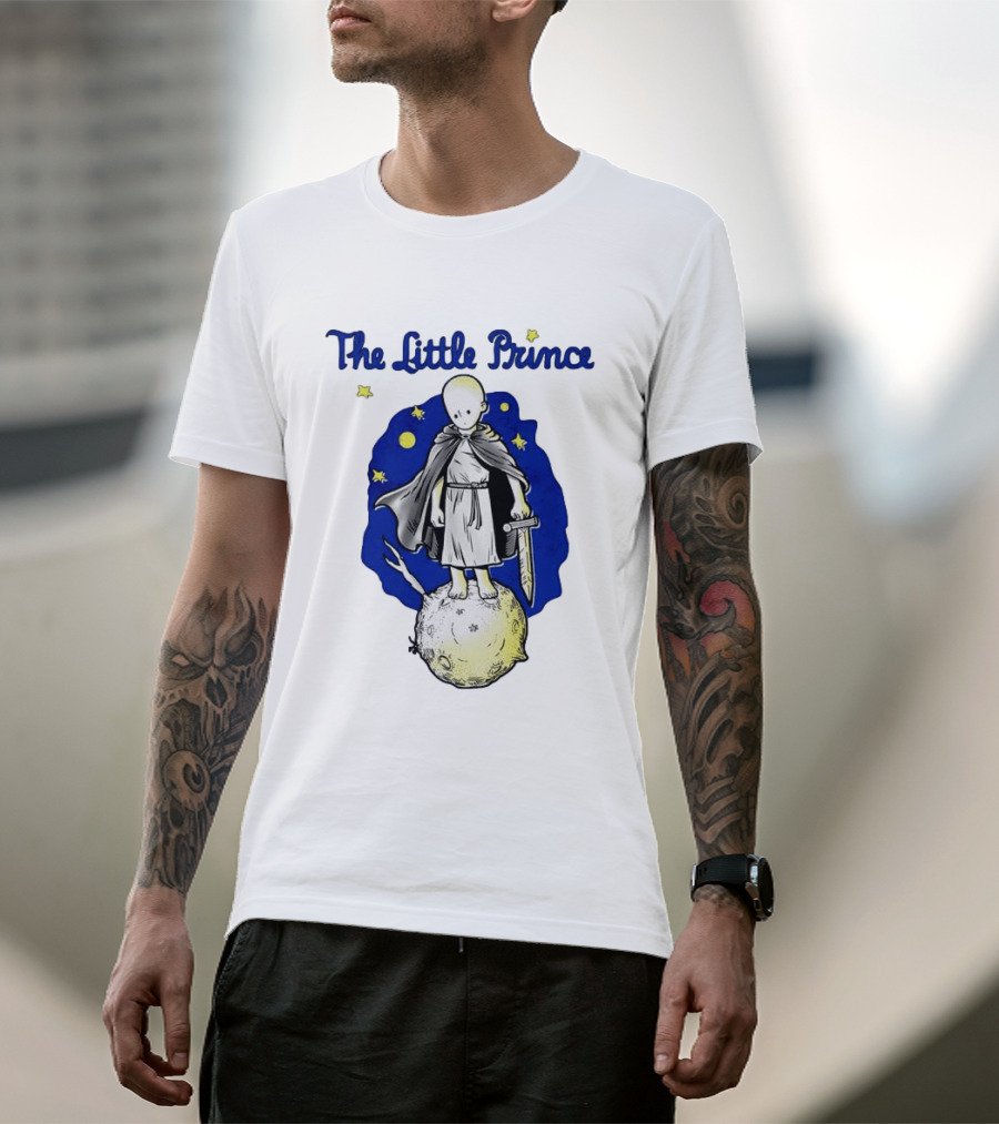The Little Prince Standing On Asteroid B612 With Stars And Sword T-Shirt