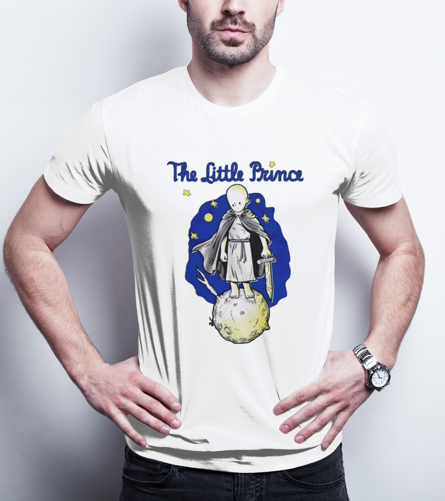The Little Prince Standing On Asteroid B612 With Stars And Sword T-Shirt