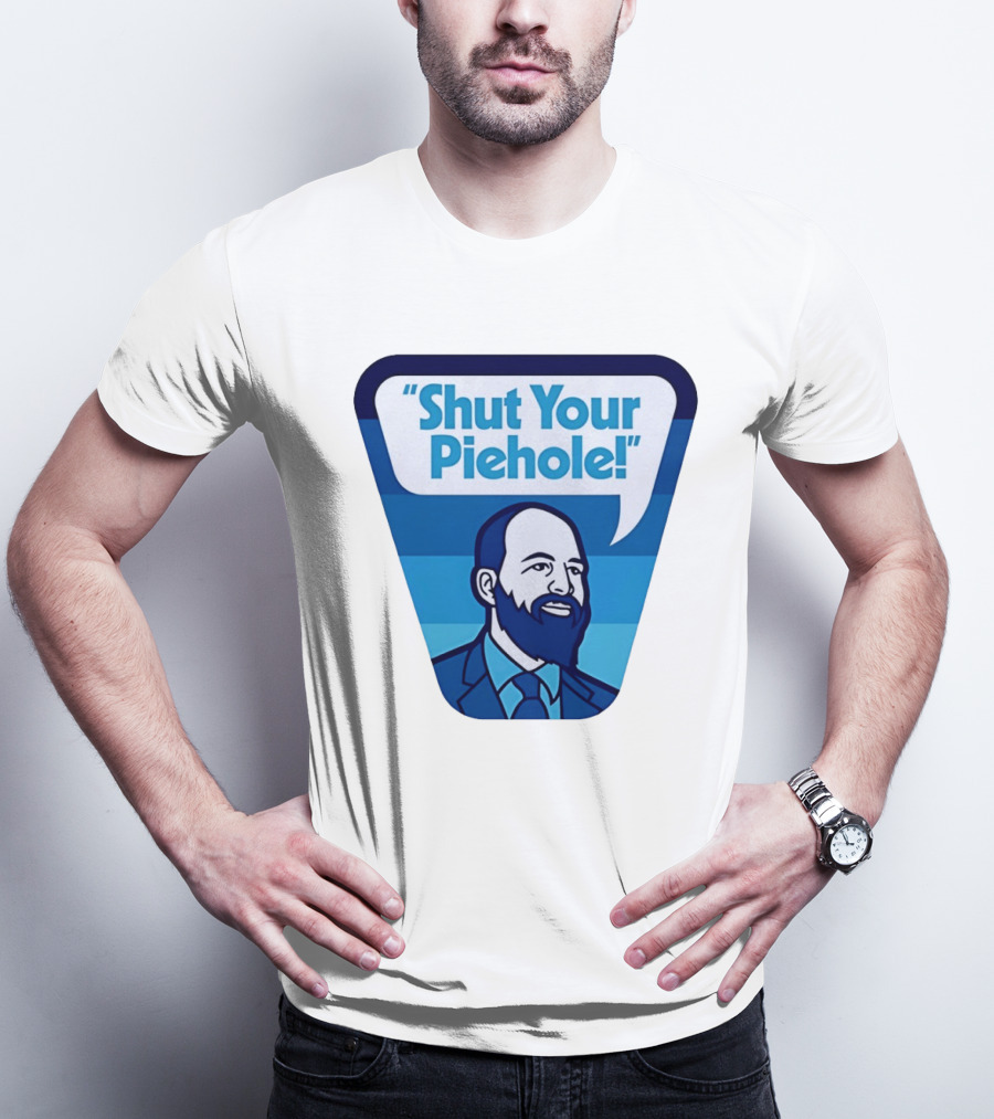 Shut Your Piehole Speech Bubble Blue Suit Beard T-Shirt