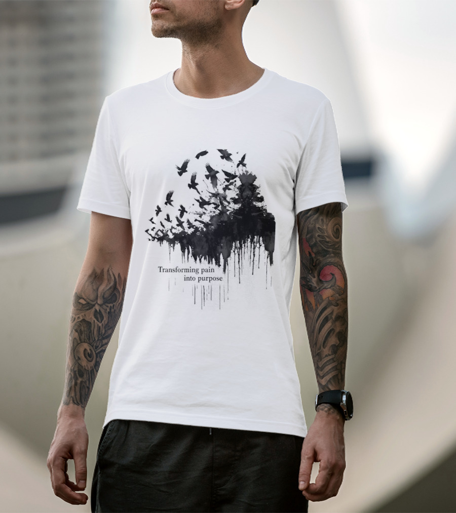 Transforming Pain Into Purpose Motivational Tree Art With Birds In Flight Symbolizing Growth And Healing T-Shirt