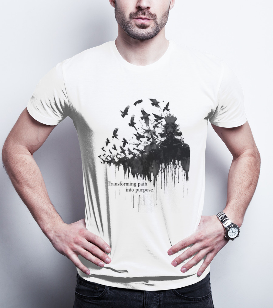 Transforming Pain Into Purpose Motivational Tree Art With Birds In Flight Symbolizing Growth And Healing T-Shirt