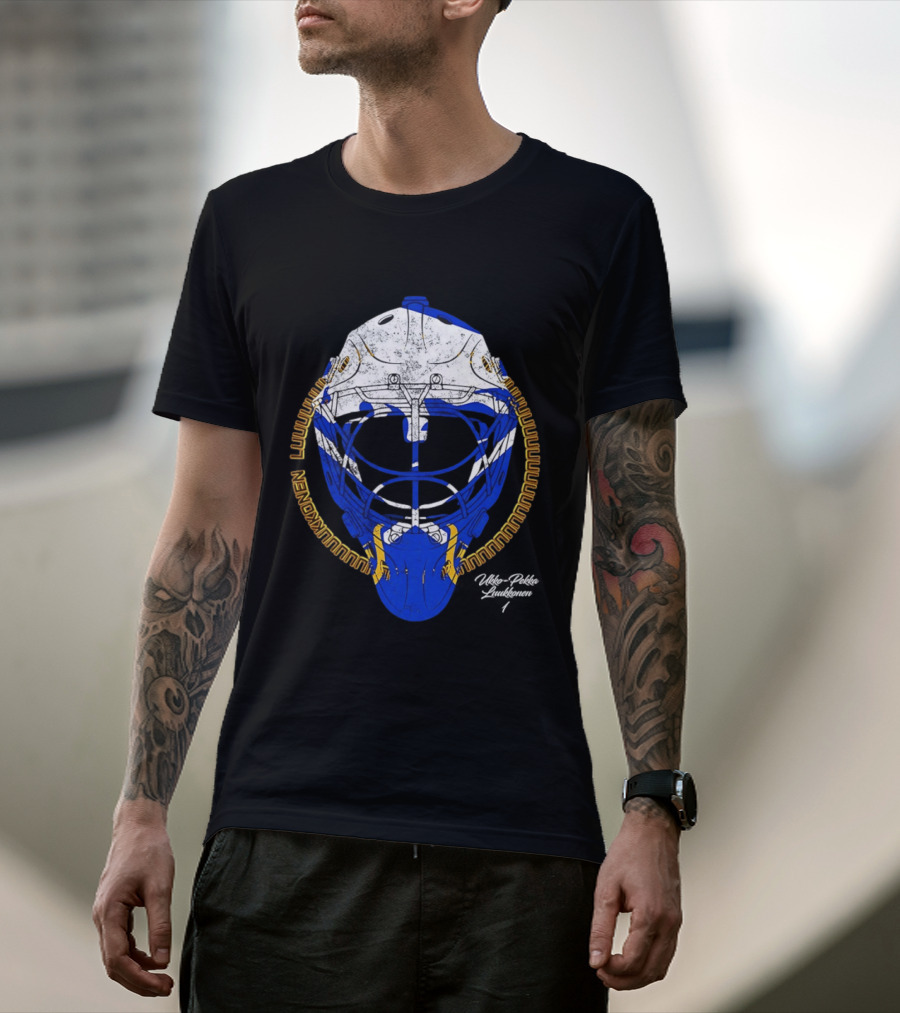 Buffalo Sabres Ukko Pekka Luukkonen Hockey Helmet NHL 2026 T-Shirt