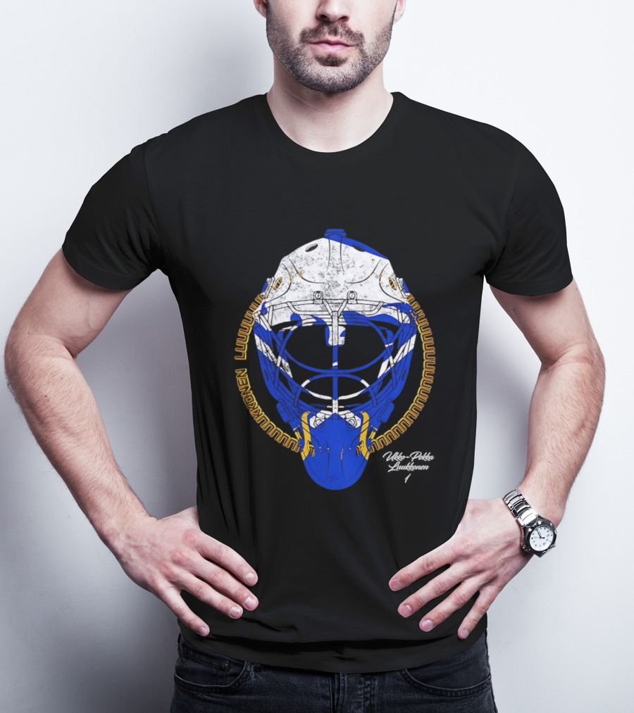 Buffalo Sabres Ukko Pekka Luukkonen Hockey Helmet NHL 2026 T-Shirt