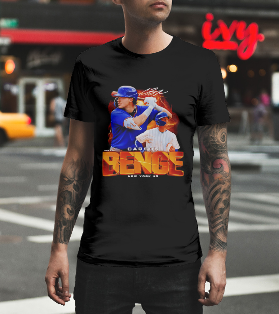 Carson Benge New York Mets NYM Baseball Collage T-Shirt