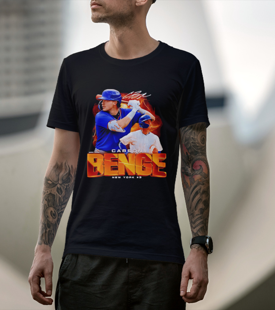Carson Benge New York Mets NYM Baseball Collage T-Shirt