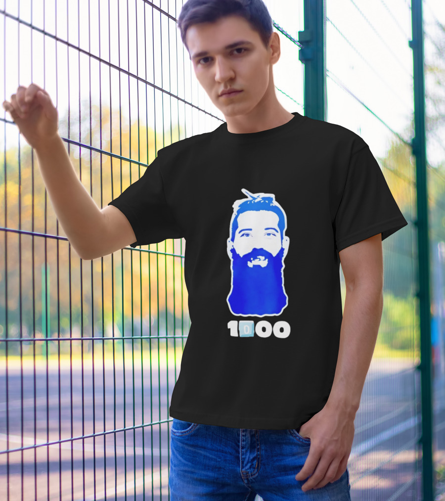 Colorado Avalanche 1000th Milestone Burnzie Blue Beard T-Shirt