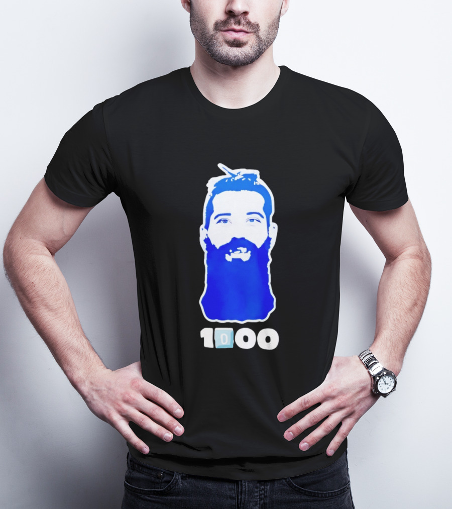 Colorado Avalanche 1000th Milestone Burnzie Blue Beard T-Shirt