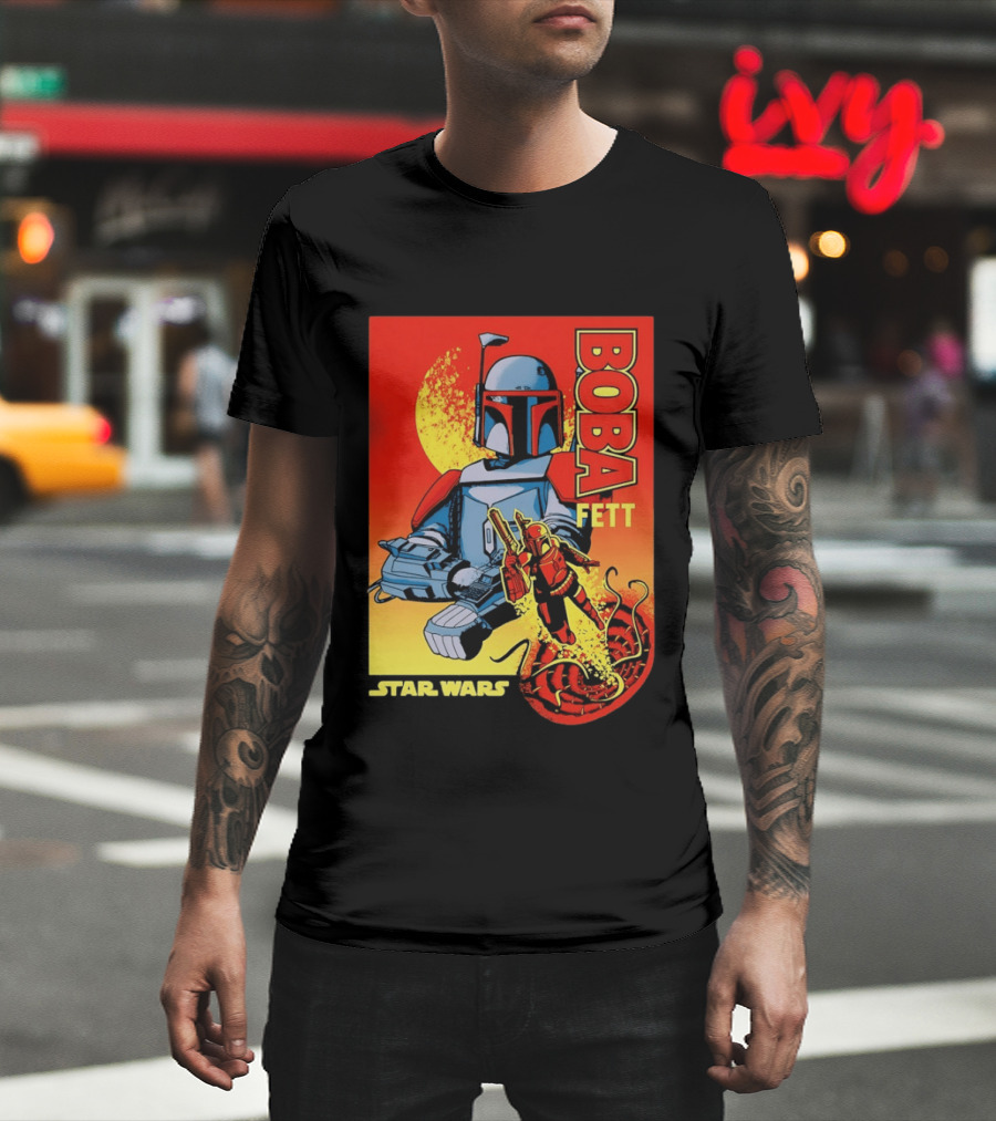 Star Wars Boba Fett Sarlacc Escape Retro Comic T-Shirt