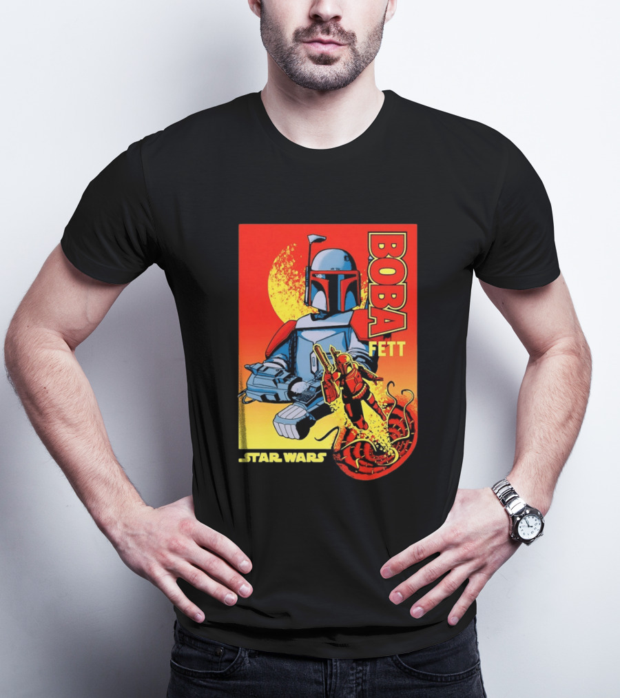Star Wars Boba Fett Sarlacc Escape Retro Comic T-Shirt