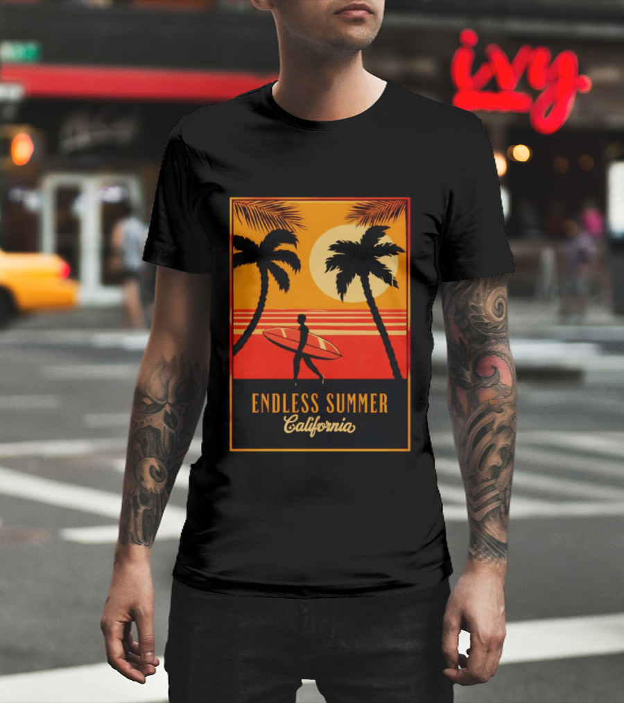 Endless Summer California Sunset Surfer Scene T-Shirt