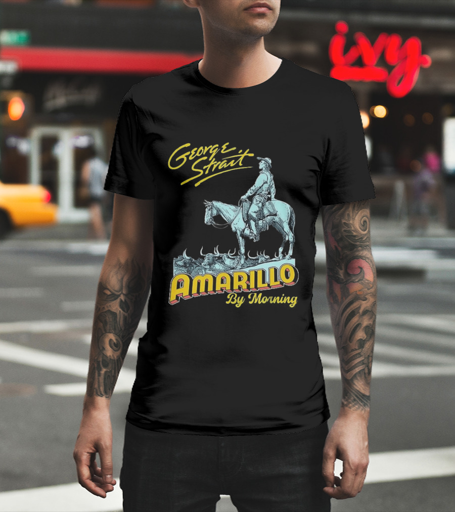 George Strait Amarillo By Morning Cowboy On Horse T-Shirt