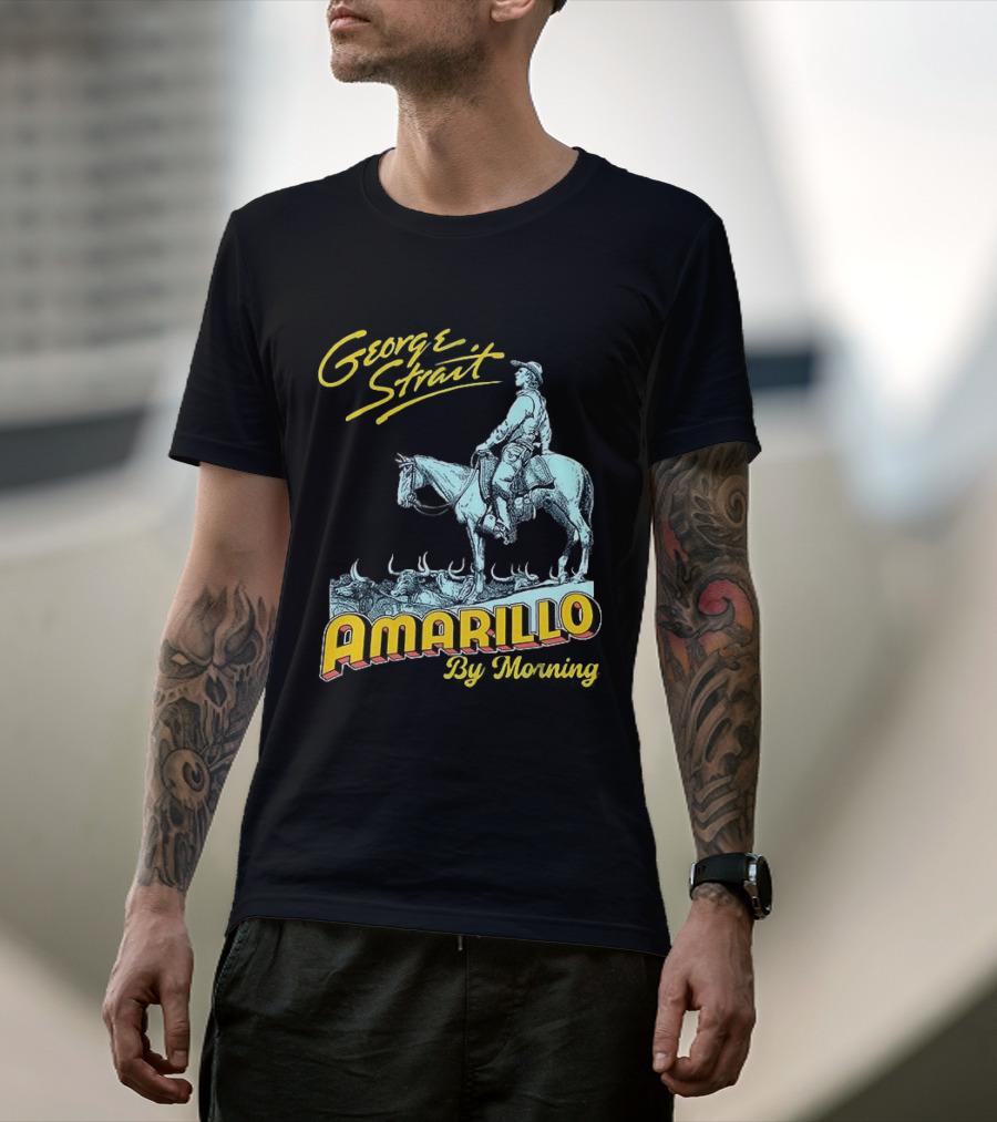 George Strait Amarillo By Morning Cowboy On Horse T-Shirt