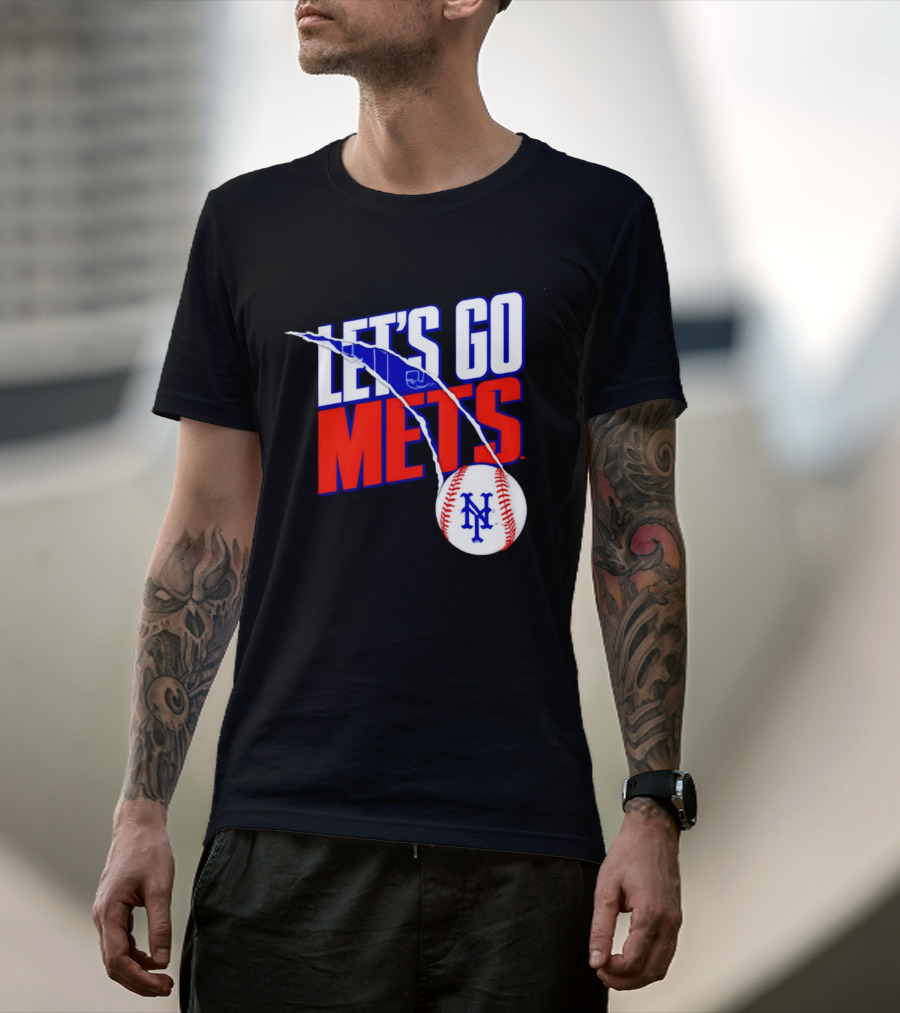 New York Mets Let's Go Mets Baseball Royal Splitter T-Shirt