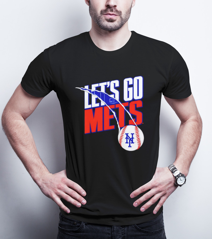 New York Mets Let's Go Mets Baseball Royal Splitter T-Shirt