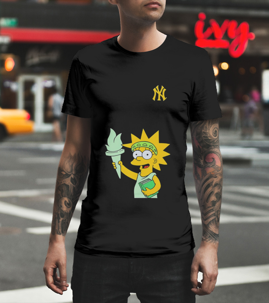 New York Yankees Simpsons Lisa Statue Of Liberty 2026 Iconic Collaboration T-Shirt