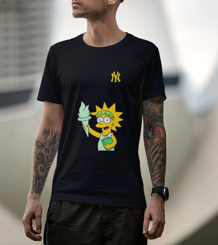 New York Yankees Simpsons Lisa Statue Of Liberty 2026 Iconic Collaboration T-Shirt