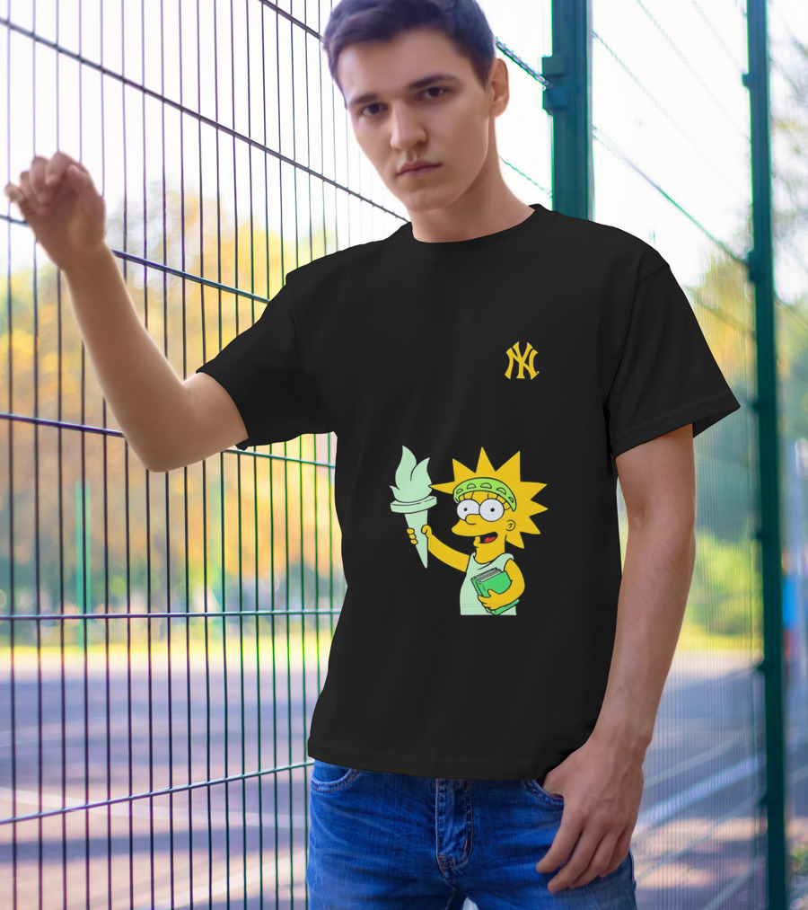 New York Yankees Simpsons Lisa Statue Of Liberty 2026 Iconic Collaboration T-Shirt