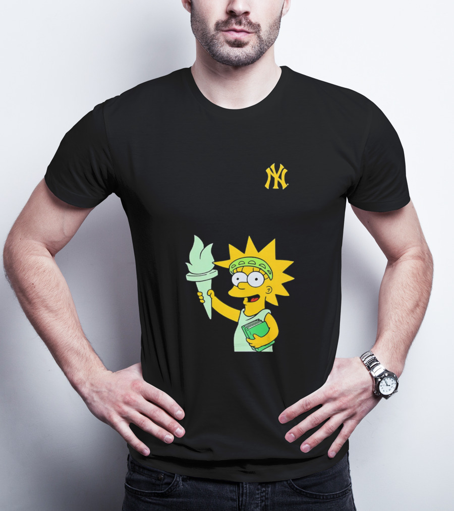 New York Yankees Simpsons Lisa Statue Of Liberty 2026 Iconic Collaboration T-Shirt