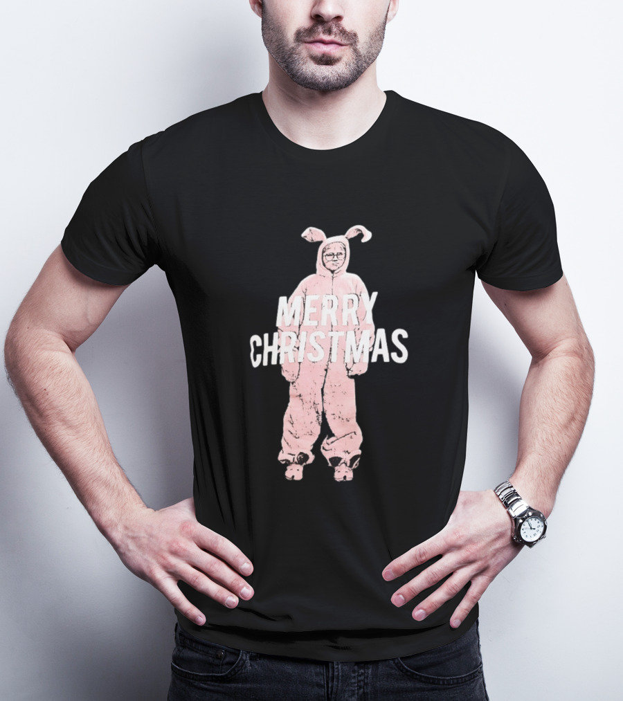 Merry Christmas Ralphie Pink Bunny Costume T-Shirt