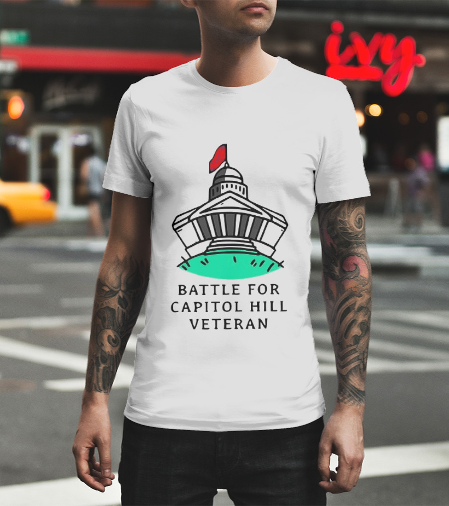 Battle For Capitol Hill Veteran UFO Dome Red Flag T-Shirt