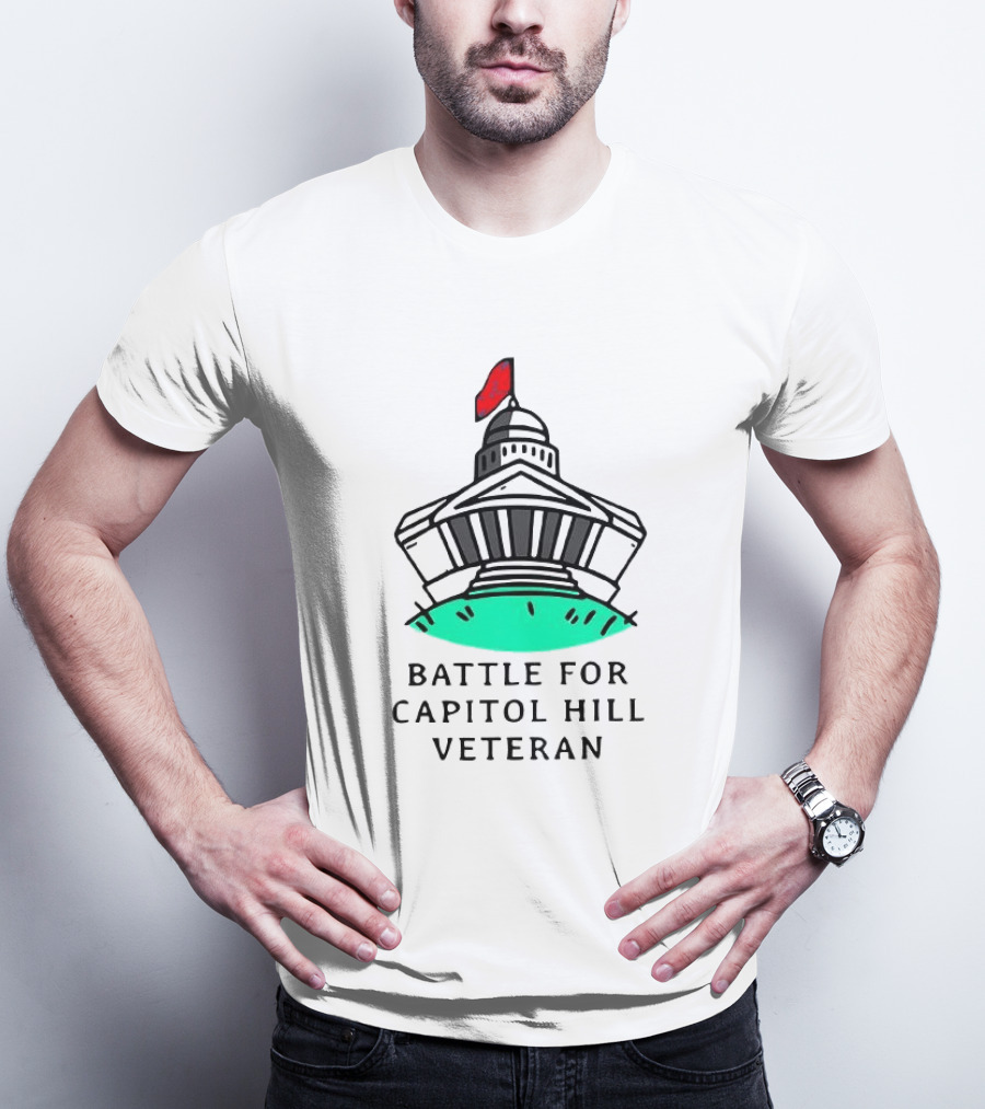 Battle For Capitol Hill Veteran UFO Dome Red Flag T-Shirt
