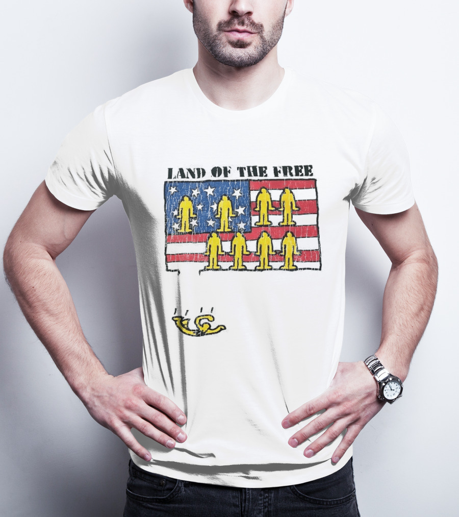 Land Of The Free USA Flag With Yellow Figures And Stars T-Shirt