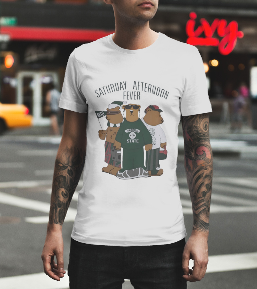 Michigan State Spartans Three Bears Saturday Afternoon Fever MSU T-Shirt