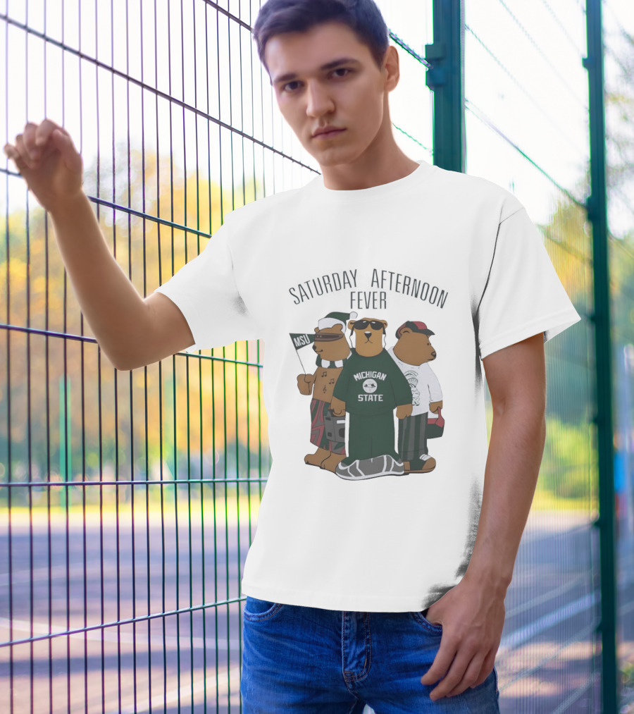 Michigan State Spartans Three Bears Saturday Afternoon Fever MSU T-Shirt