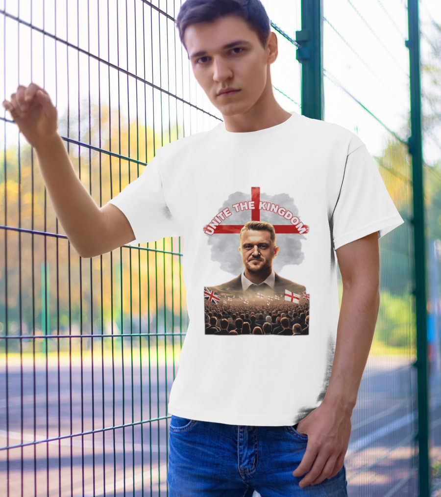 Unite The Kingdom Tommy Robinson England Flag Crowd T-Shirt