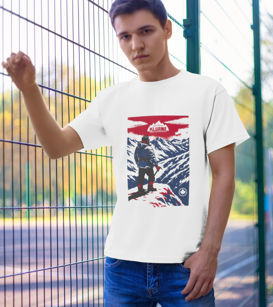 Kluane Mountaineering Adventure By Trickett Featuring Majestic Mountain Landscape T-Shirt