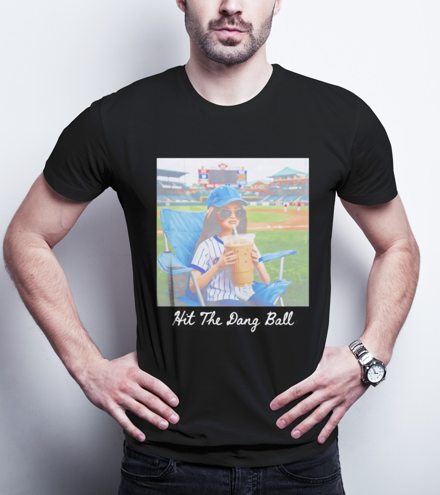 Barbie Ballfield Dark Hit The Dang Ball Baseball Stadium Scene With Player And Large Drink T-Shirt