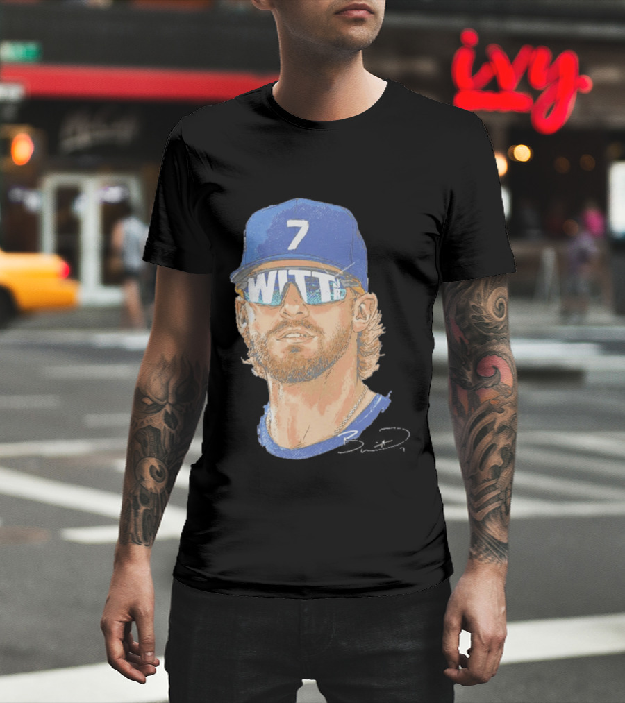 Bobby Witt Jr Kansas City Royals Sunglasses Blue Cap Number 7 T-Shirt