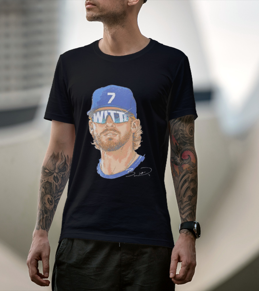 Bobby Witt Jr Kansas City Royals Sunglasses Blue Cap Number 7 T-Shirt