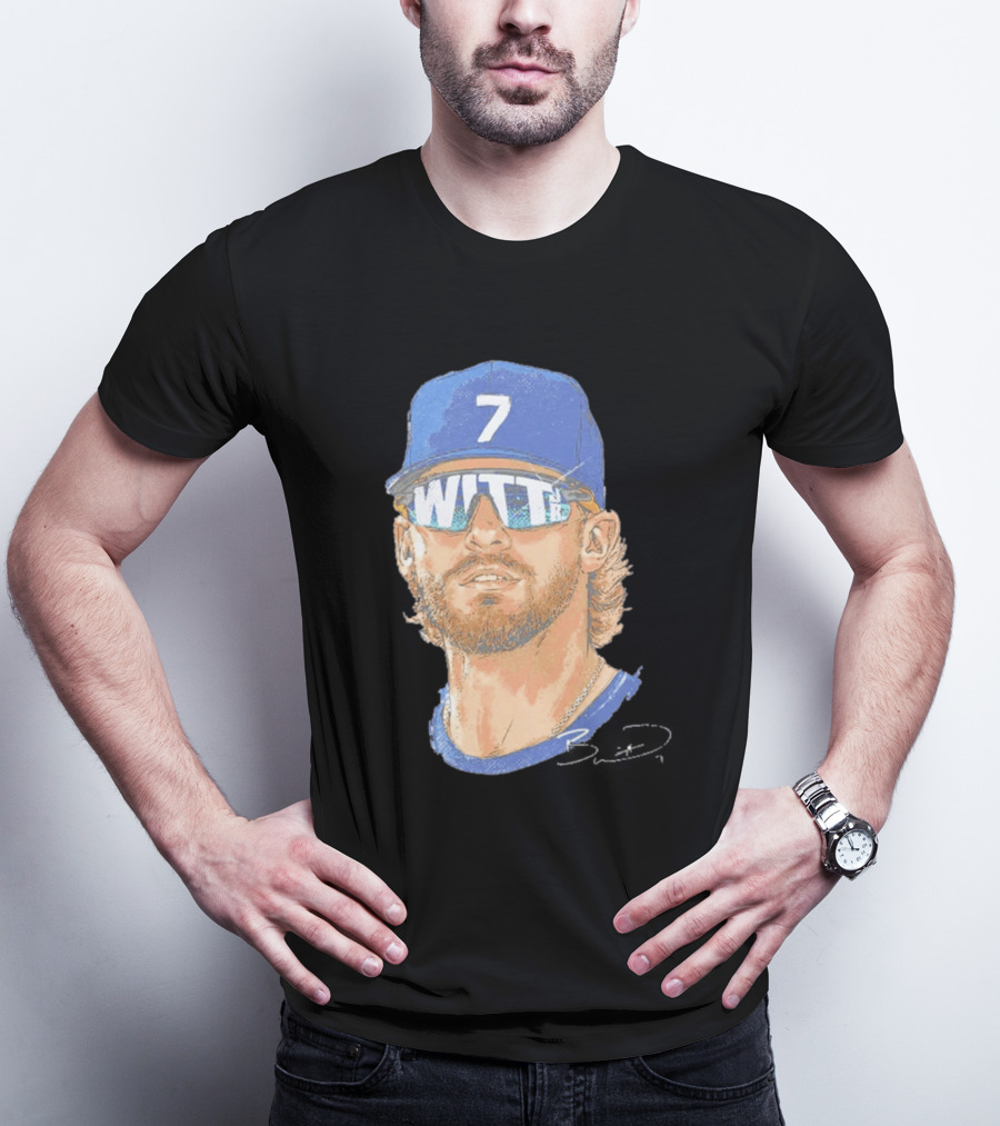 Bobby Witt Jr Kansas City Royals Sunglasses Blue Cap Number 7 T-Shirt