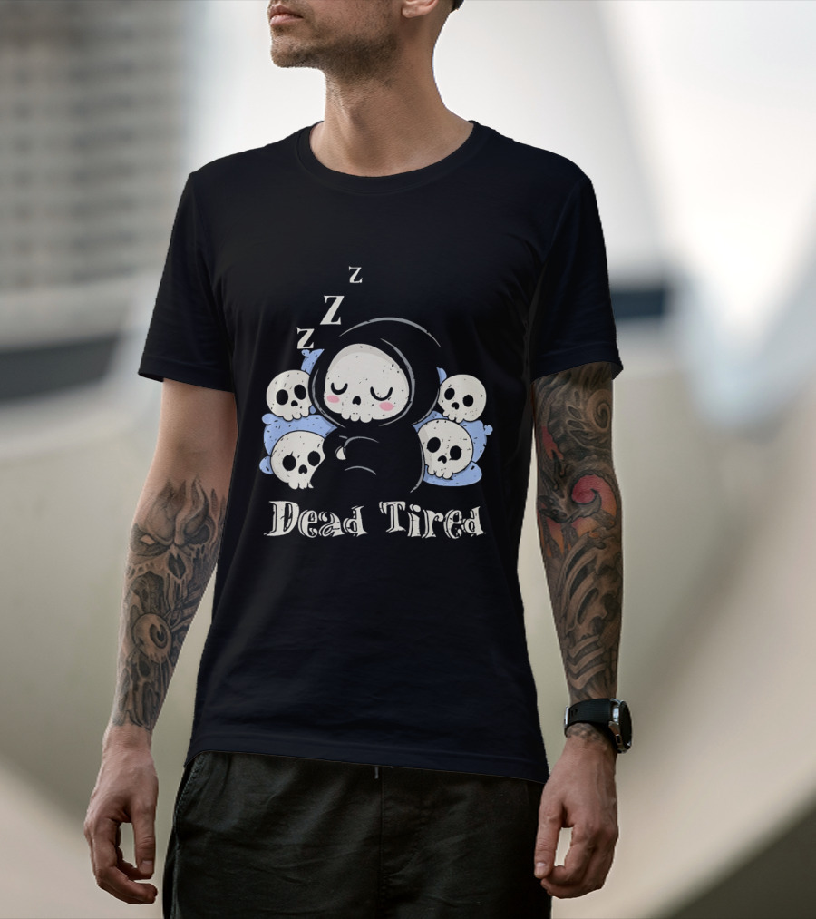 Grim Reaper Sleeping Among Skulls Dead Tired With ZZZ T-Shirt