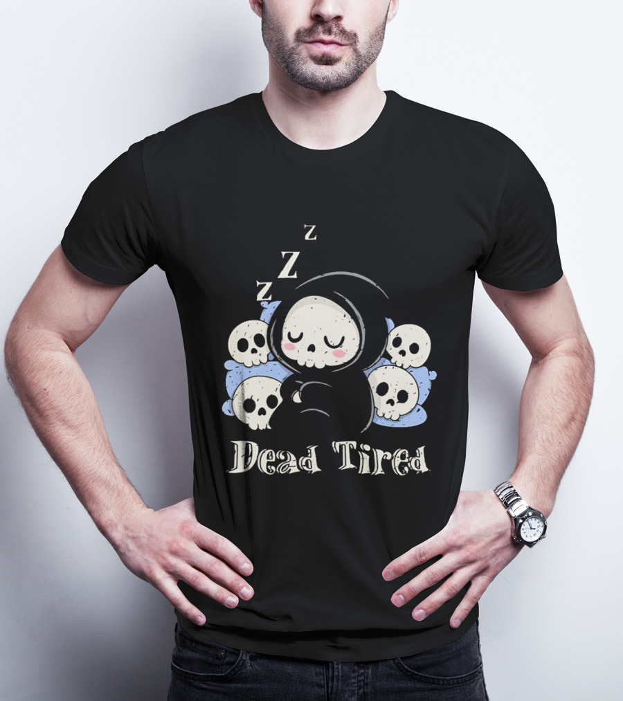 Grim Reaper Sleeping Among Skulls Dead Tired With ZZZ T-Shirt