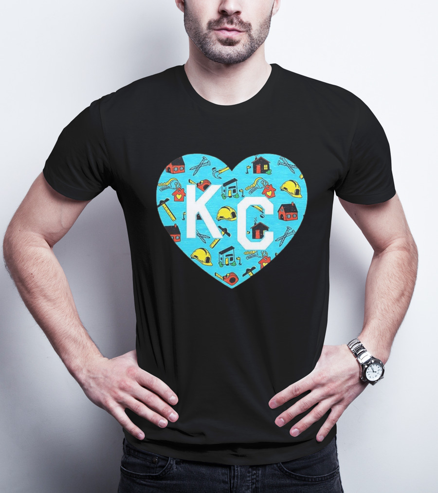 Habitat For Humanity Kansas City KC Heart With Tools And Houses T-Shirt