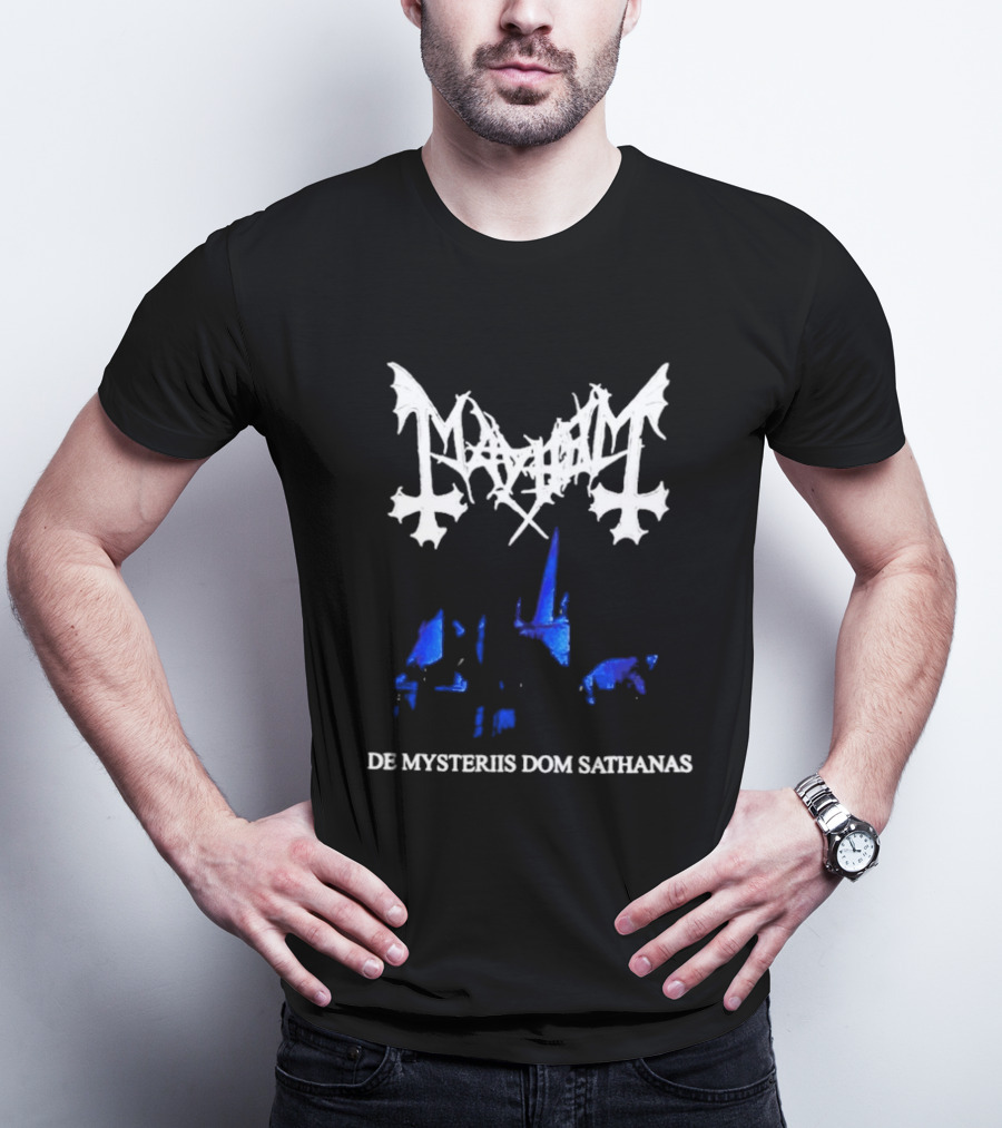 Mayhem De Mysteriis Dom Sathanas Iconic Album Art And Symbolic Gothic T-Shirt