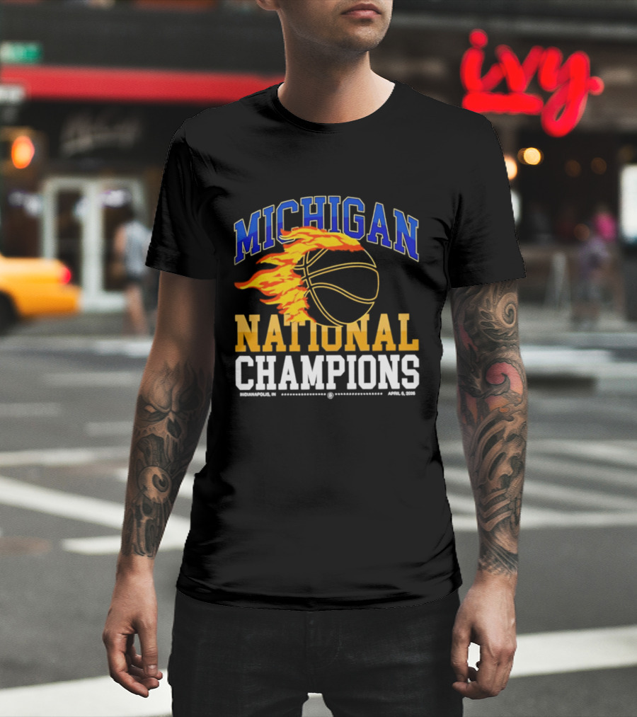 Michigan Basketball National Champions Fireball T-Shirt