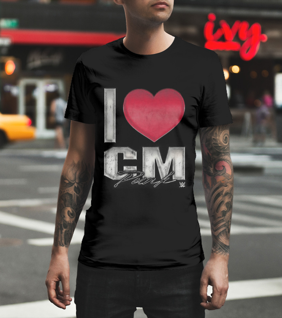 CM Punk I Heart WWE Love T-Shirt