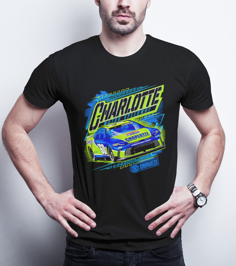 Charlotte Motor Speedway Neon Car Racing Experience T-Shirt