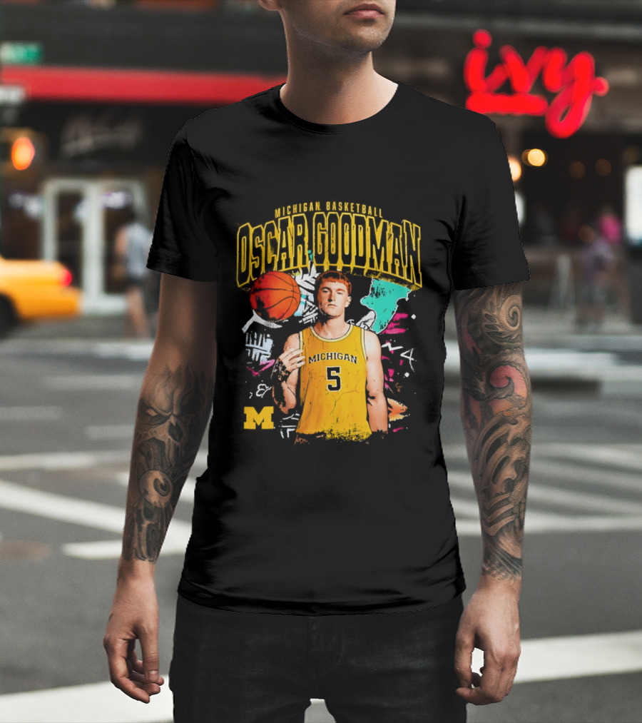 Oscar Goodman 5 Michigan Basketball Wolverines Player 2026 T-Shirt