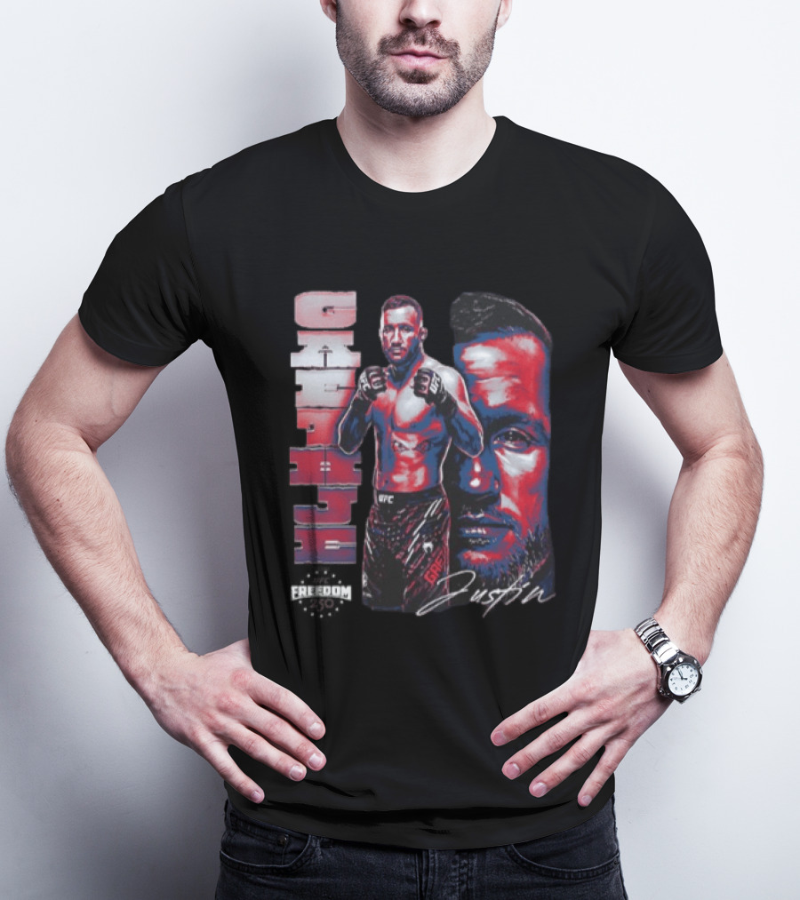 Justin Gaethje UFC Fighter Portrait And Name T-Shirt
