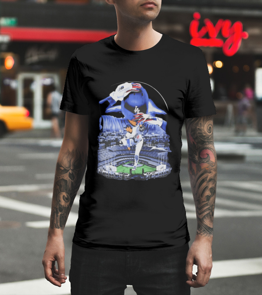 Shohei Ohtani Los Angeles Dodgers Stadium Player Action And Team Spirit T-Shirt