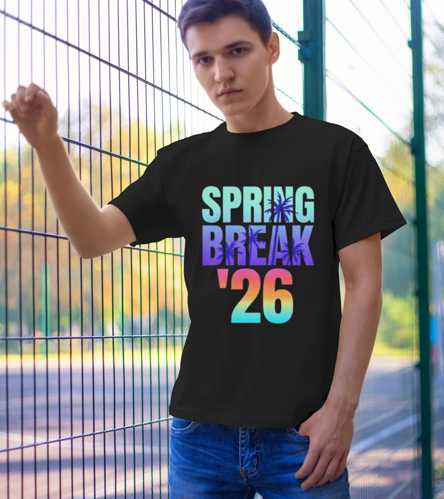 Spring Break '26 Sunset Palm Trees Ocean Vibes T-Shirt