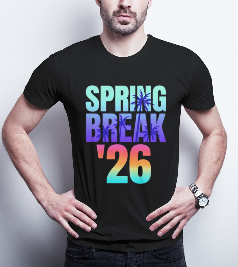 Spring Break '26 Sunset Palm Trees Ocean Vibes T-Shirt