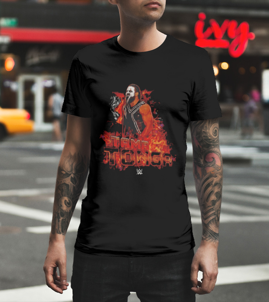 Tama Tonga WWE Flames Wrestling Face Paint Fiery T-Shirt