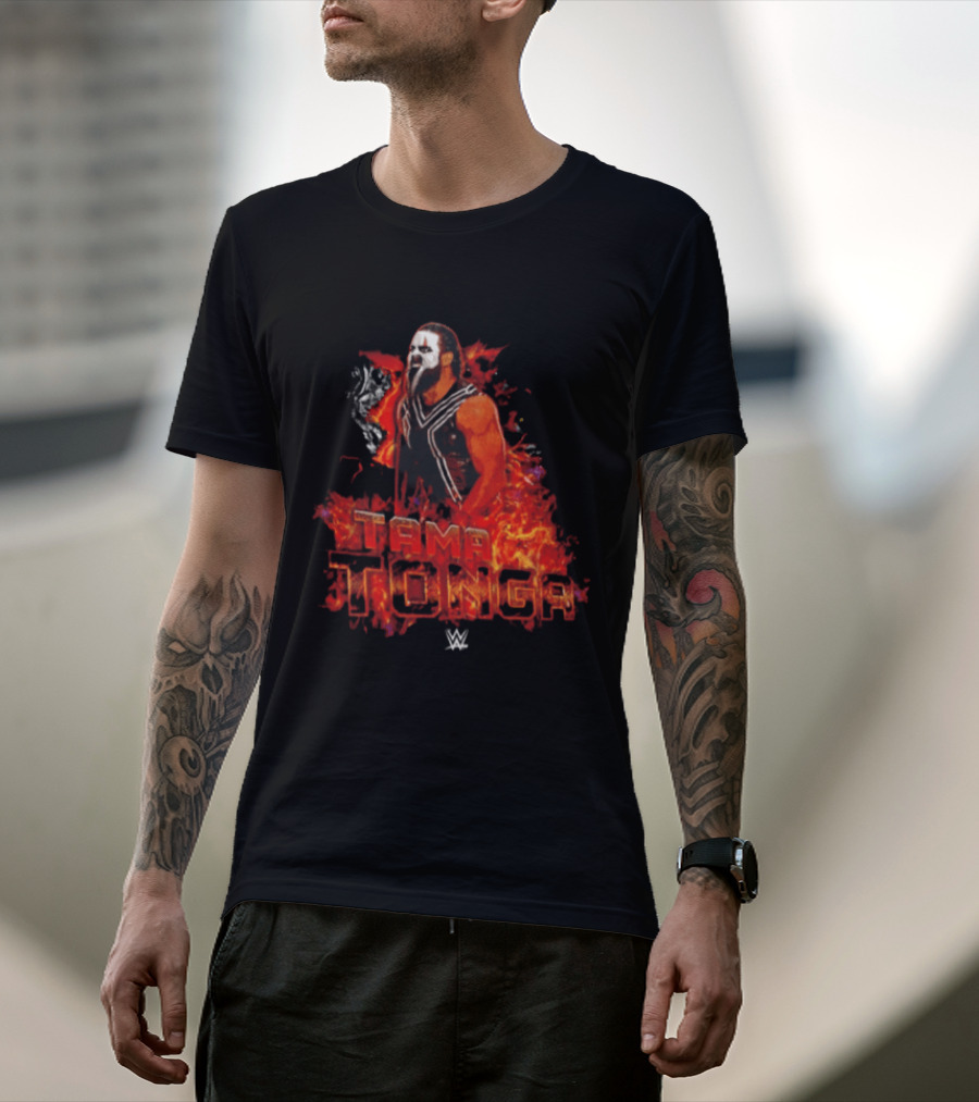 Tama Tonga WWE Flames Wrestling Face Paint Fiery T-Shirt