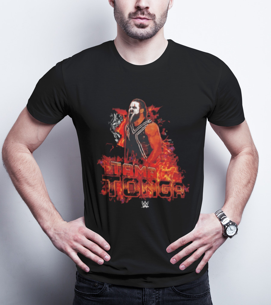 Tama Tonga WWE Flames Wrestling Face Paint Fiery T-Shirt